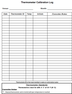 Thermometer Calibration Record Sheet Template
