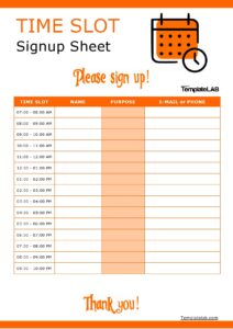 Time Sign up Sheet Template