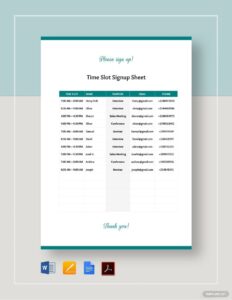 Time Slot Sign Up Sheet Template