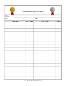 Tournament Sign Up Sheet Template