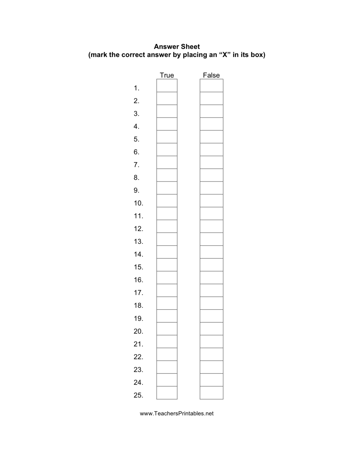200 Question Answer Sheet Template