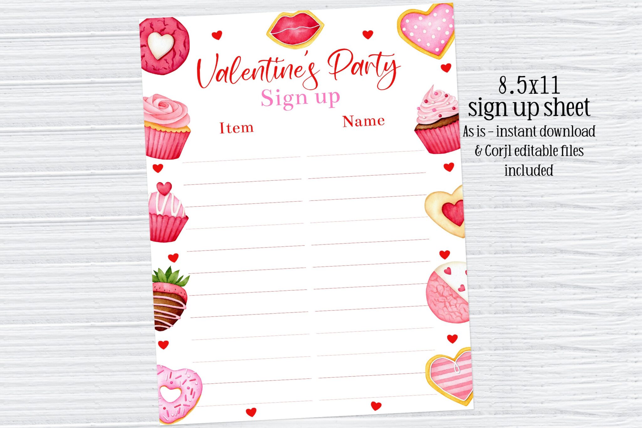 Valentine Sign Up Sheet Template