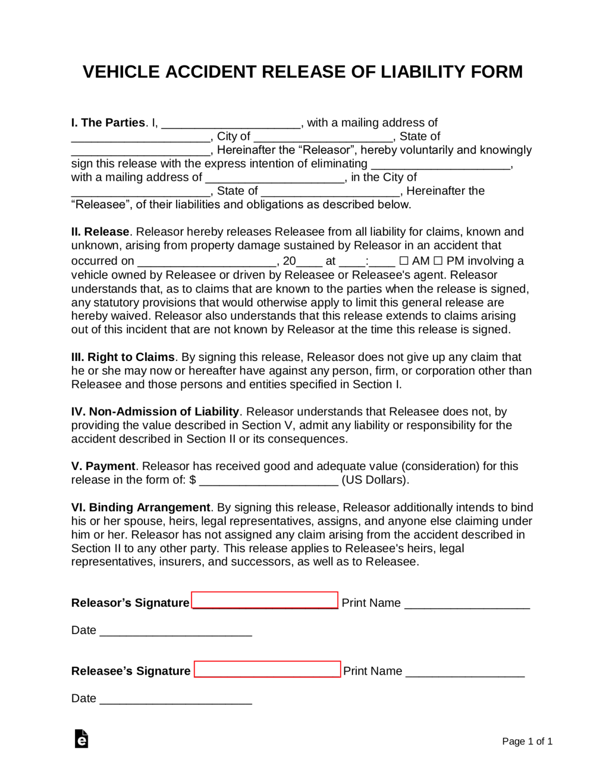 Car Damage Waiver Template