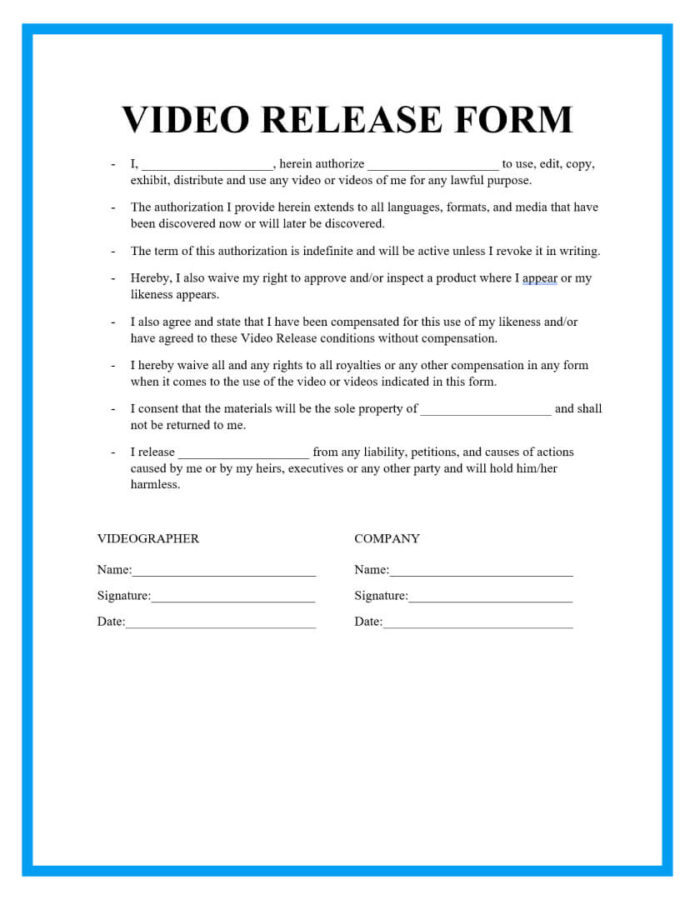 Filming Waiver Form Template