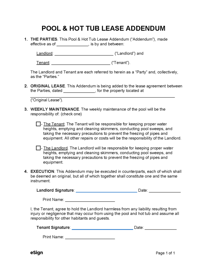 Hot Tub Waiver Template