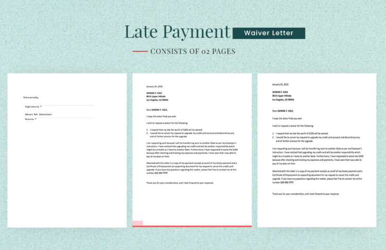Late Payment Waiver Letter Template
