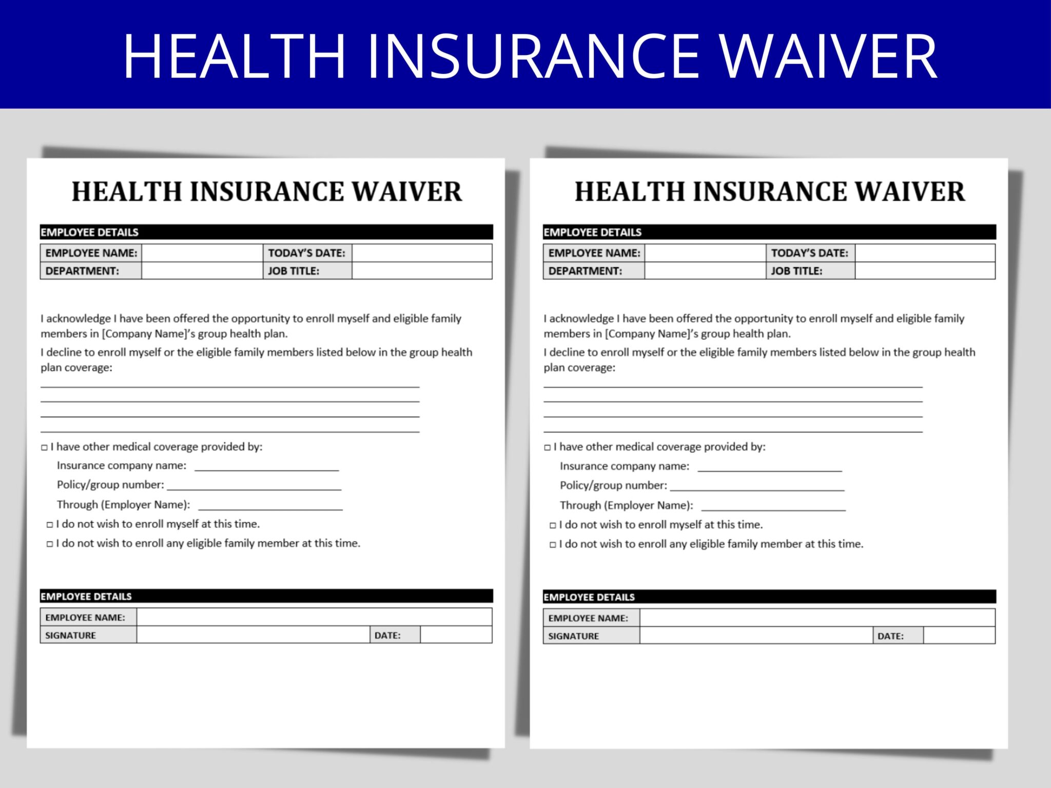 Medical Insurance Waiver Form Template