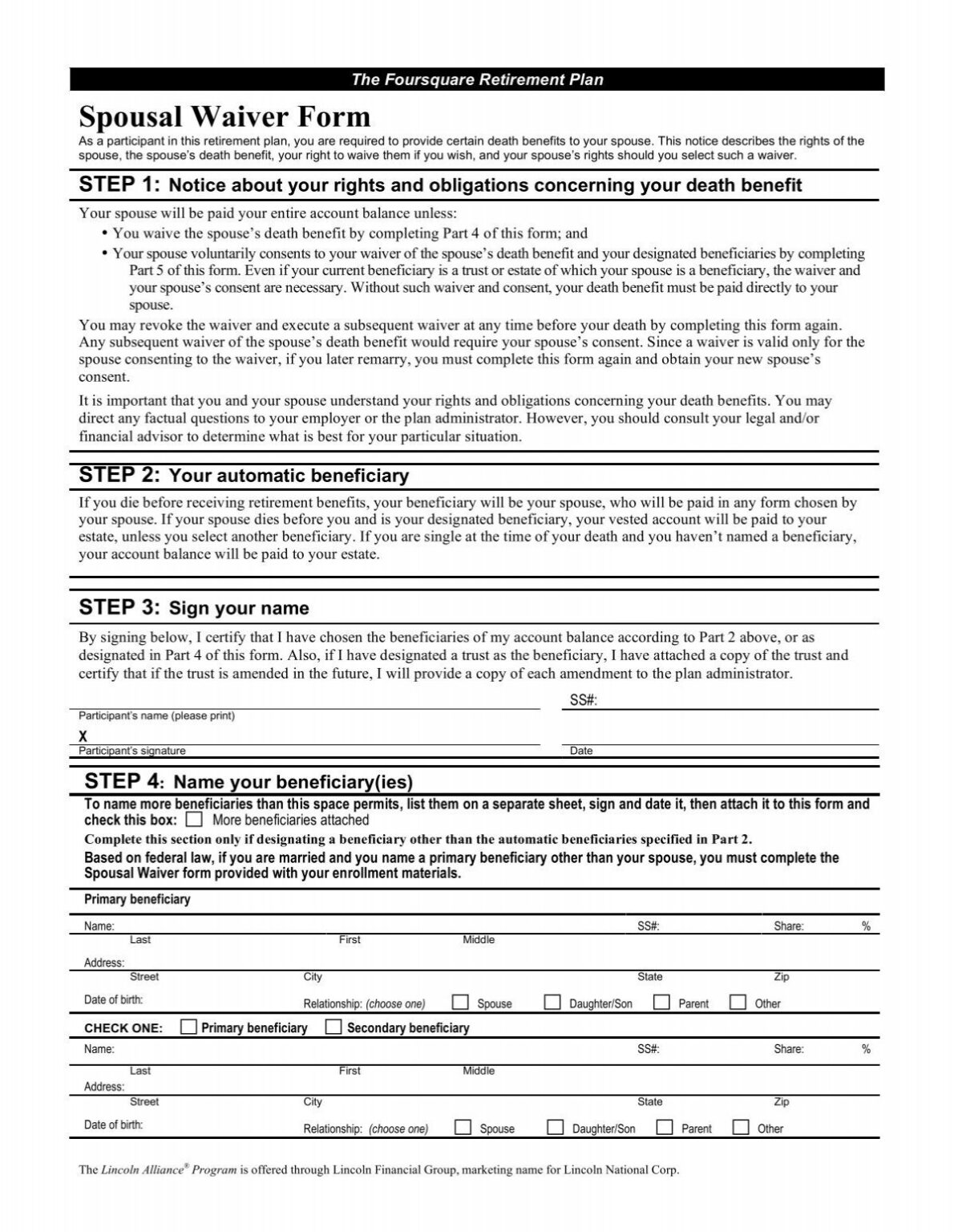 Spousal Support Waiver Template