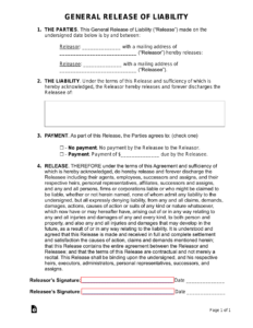 Standard Liability Waiver Template