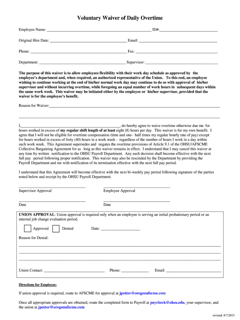 Time In Rate Waiver Template