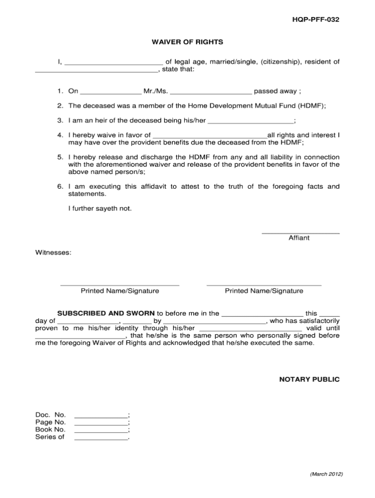 Waiver Of Rights Template