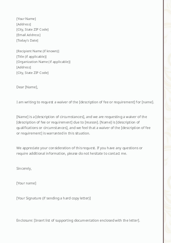 Waiver Request Letter Template Waiver Request Letter Template
