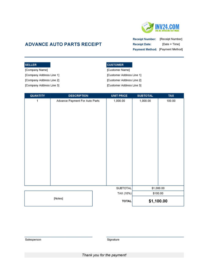Drug Store Register Receipt Template