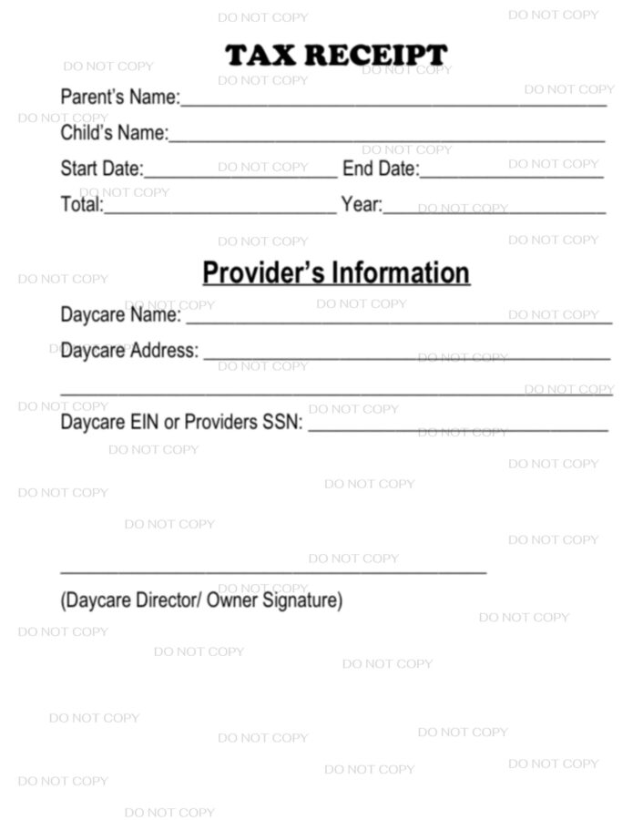 Home Daycare Tax Receipt Template