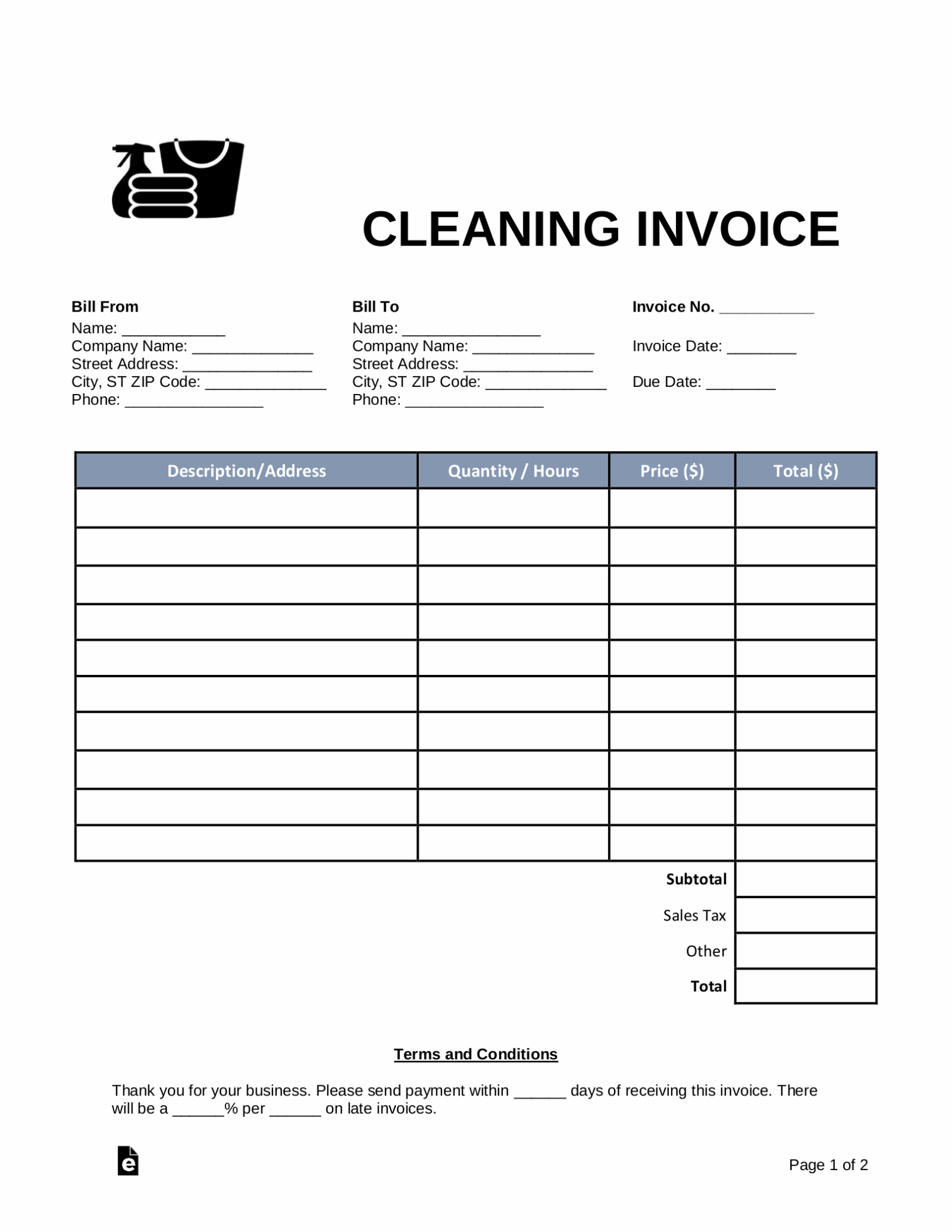 Free House Cleaning Receipt Template