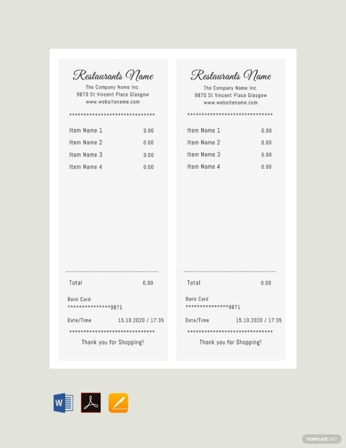 Free Restaurant Itemized Receipt Template