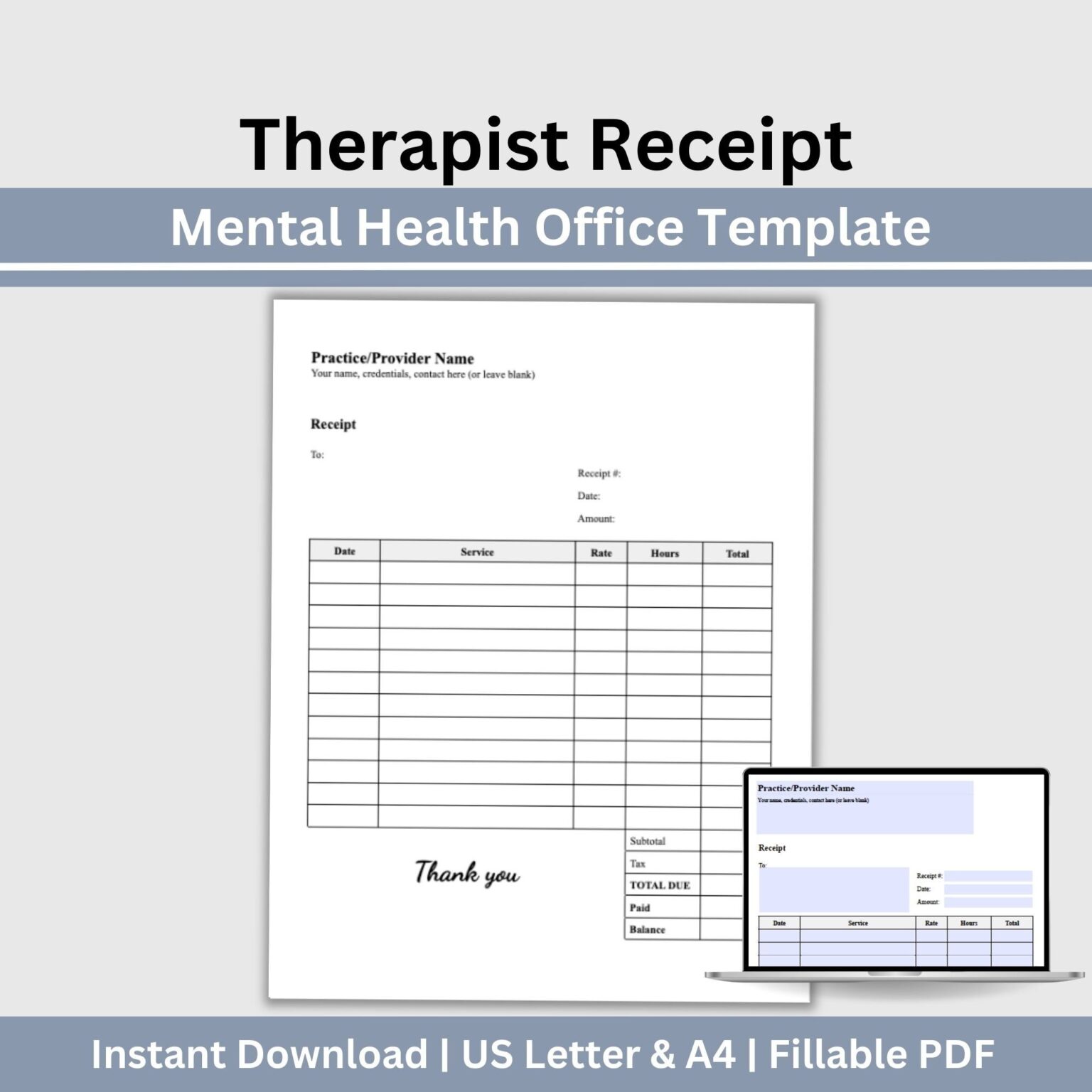 Mental Health Therapy Receipt Template