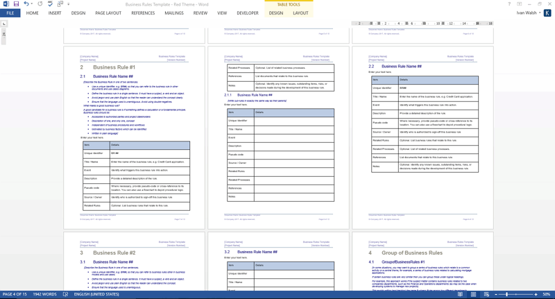 Business Rules Document Template