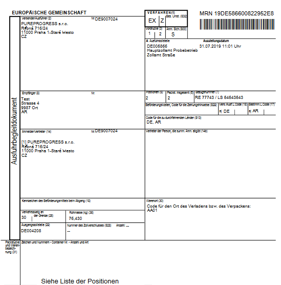 Export Accompanying Document Template