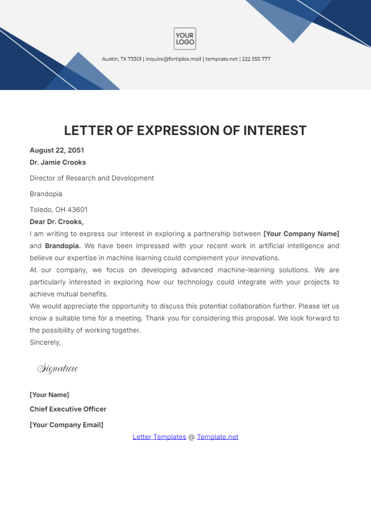 Expression Of Interest Document Template