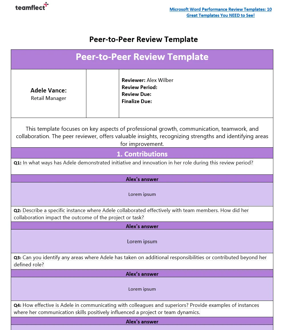 Peer Review Document Template