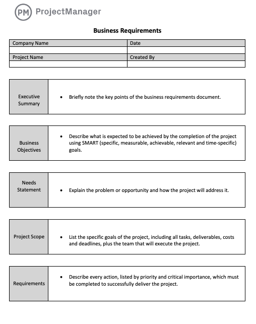 Vendor Requirements Document Template