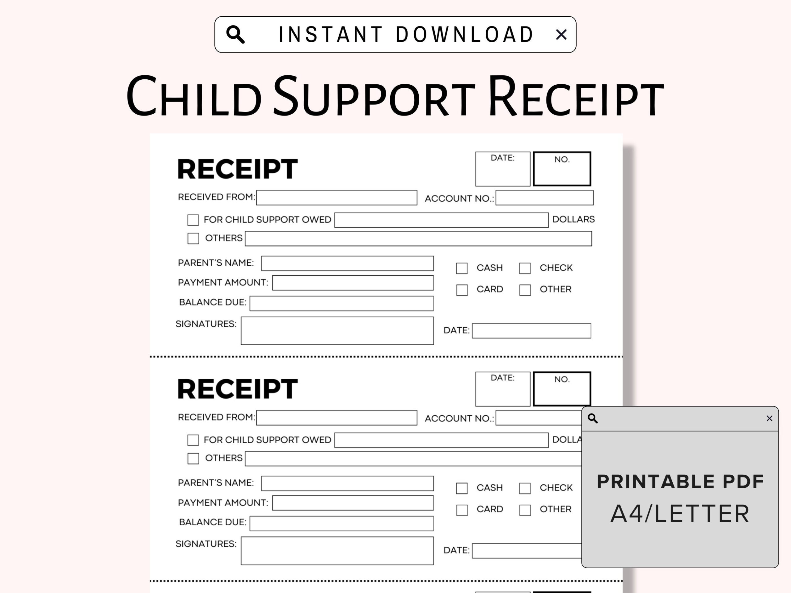 Child Support Payment Receipt Template