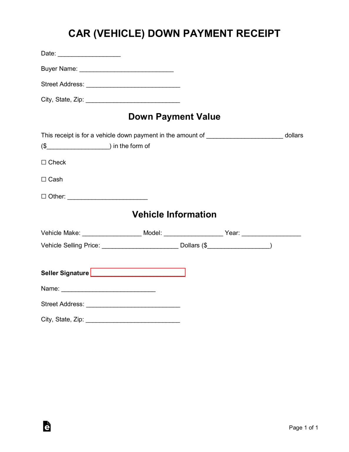 Down Payment Receipt Template For Lawn Mower